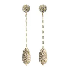SAULE LABEL Marcelle Rhinestone Drop Earrings - Gold