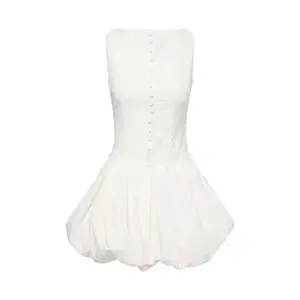 AMY LYNN Grazia Cotton Mini Puffball Dress - White