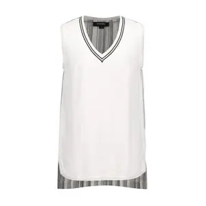 SMART AND JOY Long V-neckline Bi-material Top