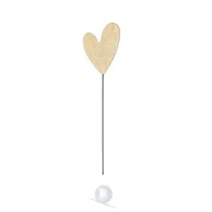 SILVER MOON Sterling Silver Full Heart Brooch - Gold