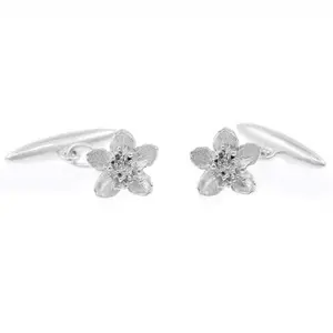 LEE RENEE Grey / Silver Cherry Blossom Cufflinks -silver - Grey/silver