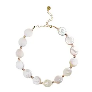 ADRIANA PAPPAS DESIGNS Coin Pearl Choker - Brown