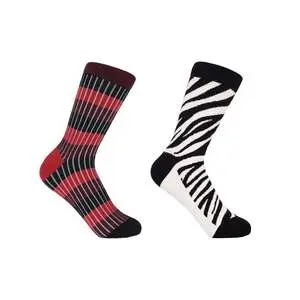 PEPER HAROW - MADE IN ENGLAND Chord Red & Zebra Socks Bundle - Black