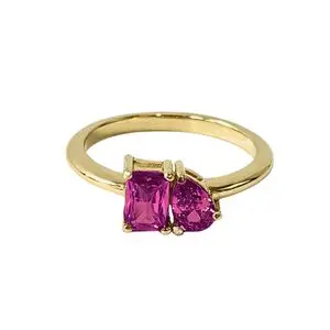 BELINDA JEWELZ Toi Et Moi Birthstone Ring - Pink