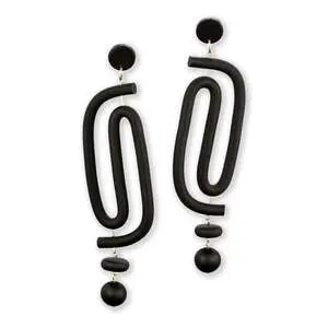 BY CHAVELLI Labyrinth Dangly Statement Earrings - Black