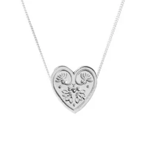 LEE RENEE Wildflower Heart Pendant Necklace - Silver