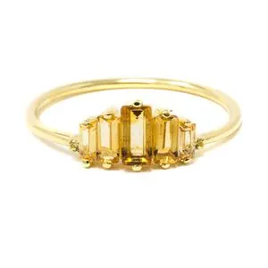NASI SILVER Aaliyah Baguette Ring - Orange