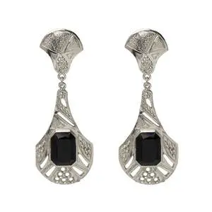 CARAMEL VINTAGE JEWELLERY Vintage Plated Jude Drop Earrings - Silver