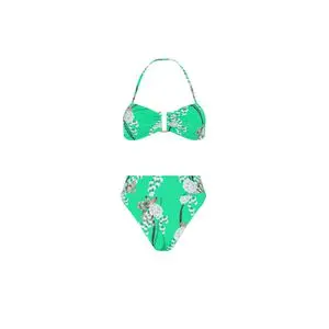 AGUACLARA Printed Bandeau Bikini Set - Green