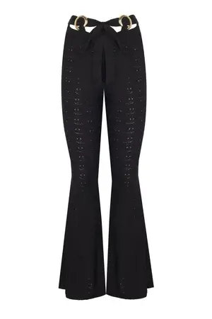NO'DESIGN Empress Flared Pants With Gold-plated Ring Belt