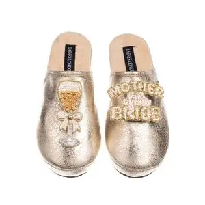 LAINES LONDON Softie Slippers With Brooches - Gold