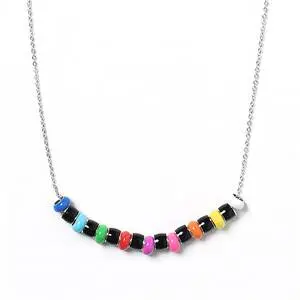 PINNOLE Rainbow Beaded Necklace - Black
