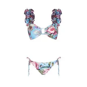 NUR KARAATA Lily Blu Short Waist Bikini Set - Blue