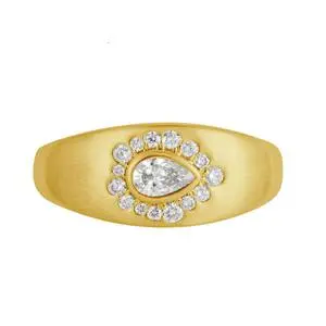 ARTISAN 14k Yellow Gold Diamond Halo Signet Ring - Gold/white