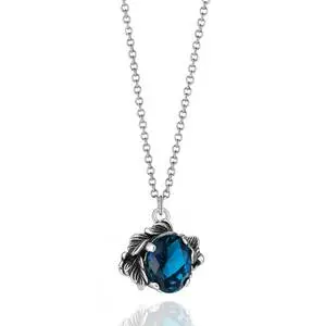 UNALOE Coleus Oval Sterling Silver Necklace With Zirconia - Silver/blue