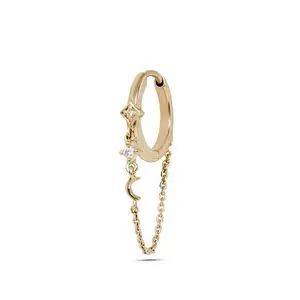 ZOHREH Diamond Moon Chain Huggie Hoop Earring 9k - Gold