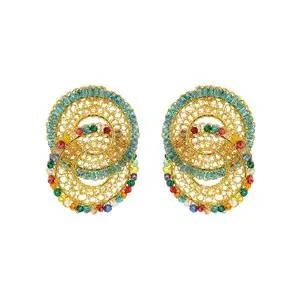 LAVISH BY TRICIA MILANEZE Minerva Duo Hand-Crocheted Earrings Gold/blue