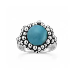 UNALOE Sterling Amazonite Statement Ring - Silver/blue