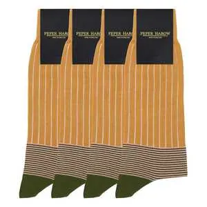 PEPER HAROW - MADE IN ENGLAND Oxford Stripe Socks Bundle - Yellow