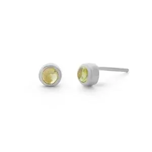 NELLOU JEWELLERY Peridot Mini Gem Dot August Birthstone Stud Earrings - Green