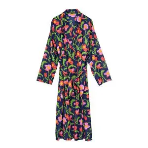 INARA Indian Cotton Midnight Sweetpea Robe - Green
