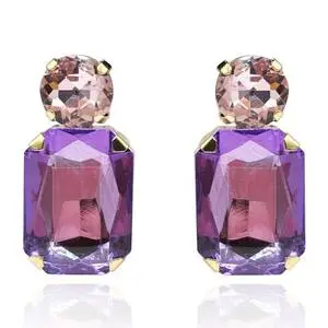 MICHAEL NASH JEWELRY Adelle Light Amethyst And Light Rose Crystal Drop Earrings - Pink