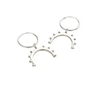POSH TOTTY DESIGNS Sterling Crown Horn Charm Hoop Earrings - Silver