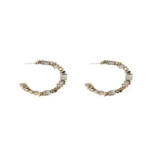 Saachi Beaded Crystal Hoop Earrings - Grey