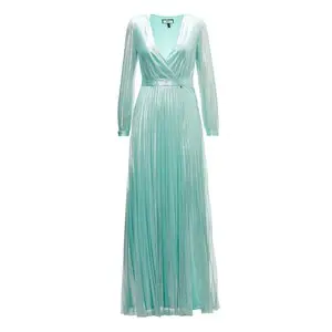 NISSA Metallic Pleated Maxi Dress