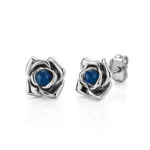 UNALOE Magnifica Rose Sterling Silver & Sapphire Earrings - Silver/blue