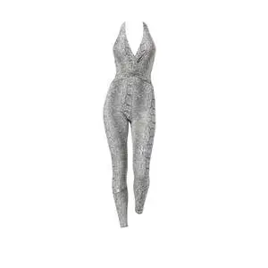 ALTRA VOLTA Silver Serpent Halterneck Jumpsuit - Gray