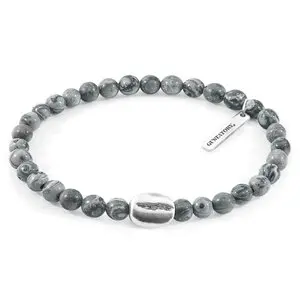 ANCHOR & CREW Jasper Silver & Stone Bracelet - Grey