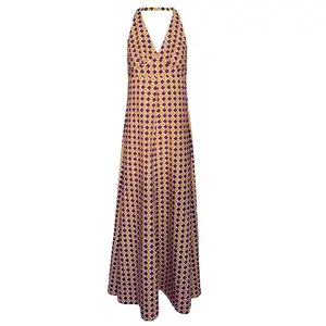 COUTURE TO YOUR DOOR Geometric Halter Neck Maxi Dress - Brown/black