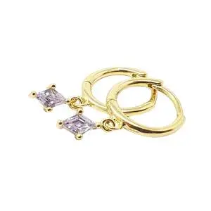 HARFI Alexandrite Dangle Hoop Earrings - Gold/yellow
