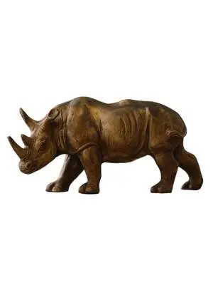 MARLETH Antique Bronze Rhinoceros Sculpture - Brown