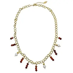 FARRA Garnet Charm Statement Necklace