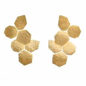 MERAKI BY RASHMI BAJAJ Plated Hammered Honeycomb Dangle Earrings