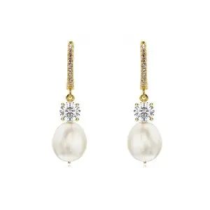 VICSTONENYC FINE JEWELRY Pearl And Cubic Zirconia Dangle Earrings - Gold
