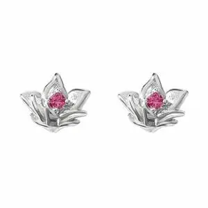 HARFI Ruby Larkspur Birthflower Sterling Silver Stud Earrings - Pink/silver