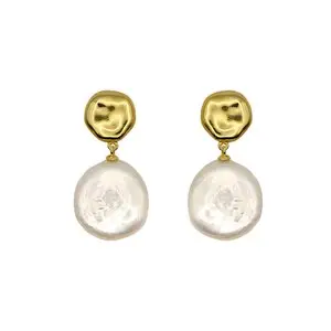 VICSTONENYC FINE JEWELRY Moon And Ocean Pearl Earrings - Gold