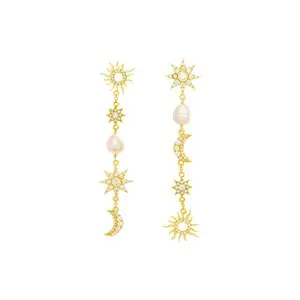 LAVANI JEWELS Moon & Star The Justice Earrings - White/gold