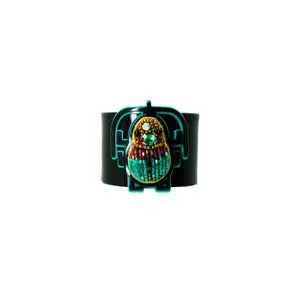 GISSA BICALHO Scarab Embroidered Bracelet - Green/black