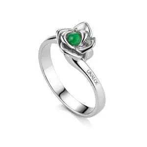 UNALOE Silver Magnifica Ring With Emerald - Silver/green
