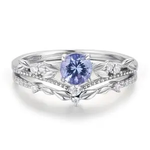 AZURA JEWELRY NEW YORK Reverie Tanzanite And Topaz Ring Set - Silver
