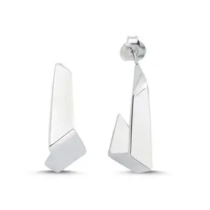 LINYA JEWELLERY Mera Asymmetric Hoop Earrings - Silver