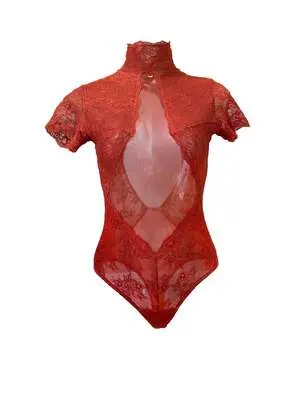CAROL COELHO Origins Magmatica Lace & Mesh Bodysuit