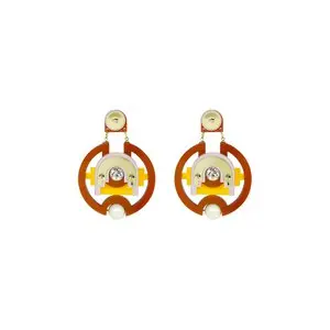 GISSA BICALHO Handmade Acrylic Tikal Hoop Earrings - Brown/orange