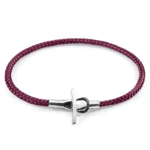 ANCHOR & CREW Cambridge Silver & Rope Bracelet - Purple