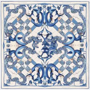 KARGEDE Designer Silk Scarf – Square Marble