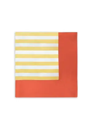 ROUMÉLIE ORIENTALE Gala Stripe Series Yellow Striped Tablecloth With Border - Orange